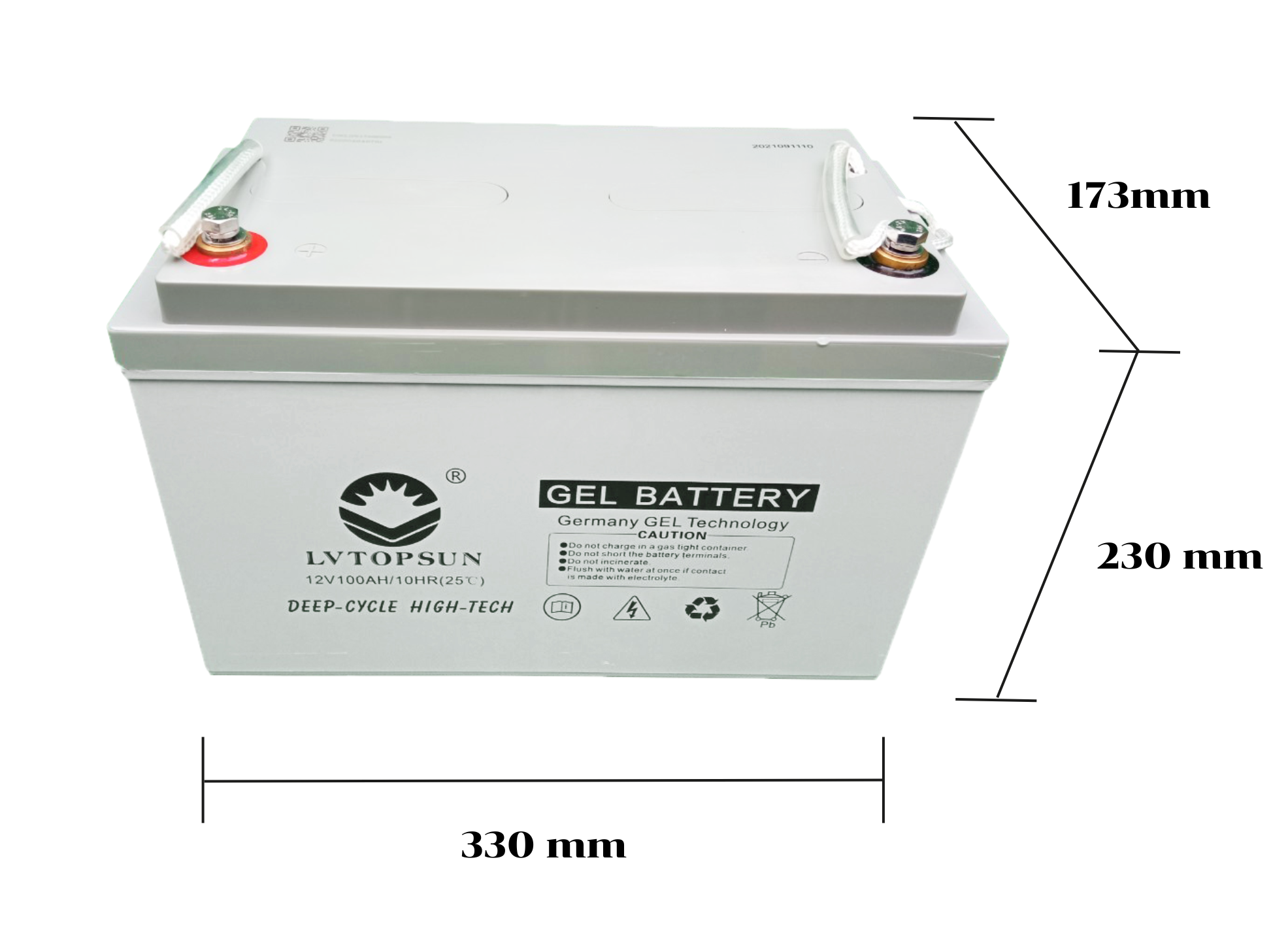 แบตเตอรี่ Deep Cycle GEL 100Ah 12V LVTOPSUN – บริษัท อาร์3โซล่าเซลล์ จำกัด